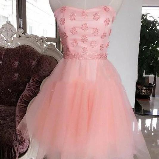 Cheap Homecoming Coral Prom Dress,Prom Dress With Short Sleeves, on Luulla