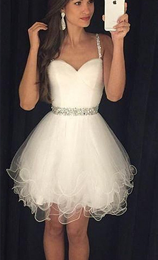 Sweetheart White Homecoming Dress,spaghetti Straps Short Homecoming ...