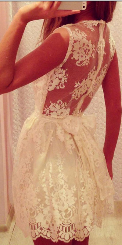 White Lace Homecoming Dress,short Mini Homecoming Dresses on Luulla