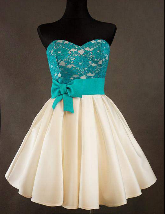 Lace Homecoming Dress With Bowknot, Short Cute Homecoming Dresses,dress ...