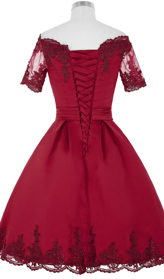 Burgundy Short Bridesmaid Dresses With Short Sleeve, Mint Prom Dresses ...