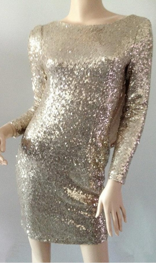 Sequin Shiny Long Sleeves Short Homecoming Dresses,sparkly Pretty ...