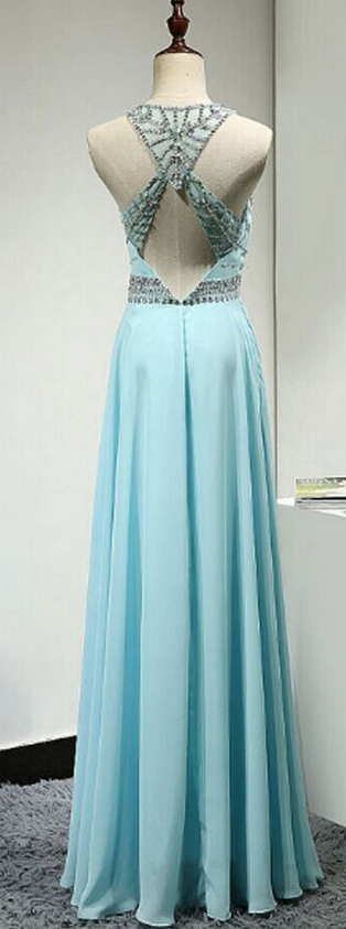Pretty High Neckline Prom Dresses,long Evening Dresses,chiffon Prom ...