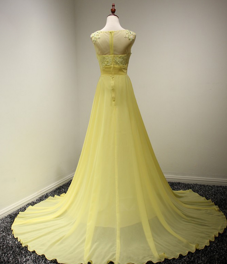 Yellow Evening Dresses, A Line Evening Dresses,long Chiffon Evening ...