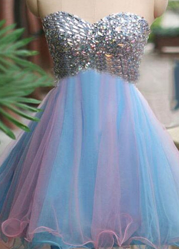 Rhinestones Sparkly Strapless Unique Sweetheart Tight Freshman ...