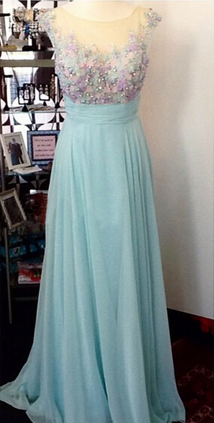 Long Prom Dress, Junior Prom Dress, Cap Sleeve Prom Dress, Open Back ...