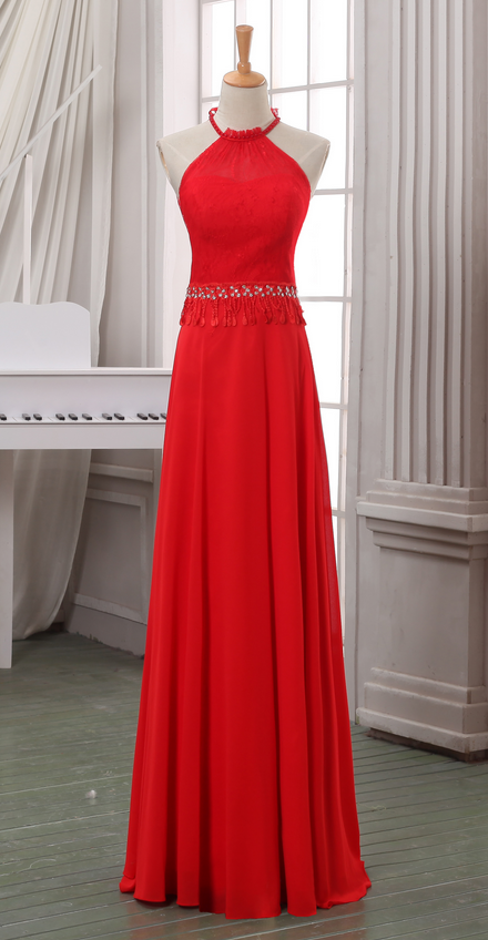 Prom Dresses,evening Dress,party Dresses,red Halter Prom Dress/evening ...