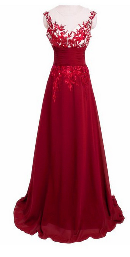 Red Long Evening Dress Prom Gown Sexy Lace Homecoming Gowns on Luulla