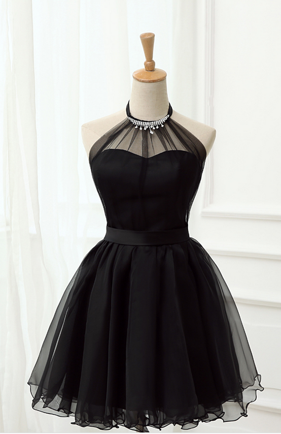 Cute Little Black Short Dresses, Homecoming Dresses, Halter Short Prom ...