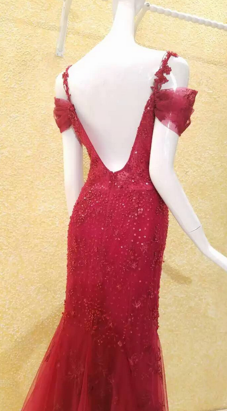 Evening Dress,red Evening Dress,sequined Evening Dress,beaded Evening ...