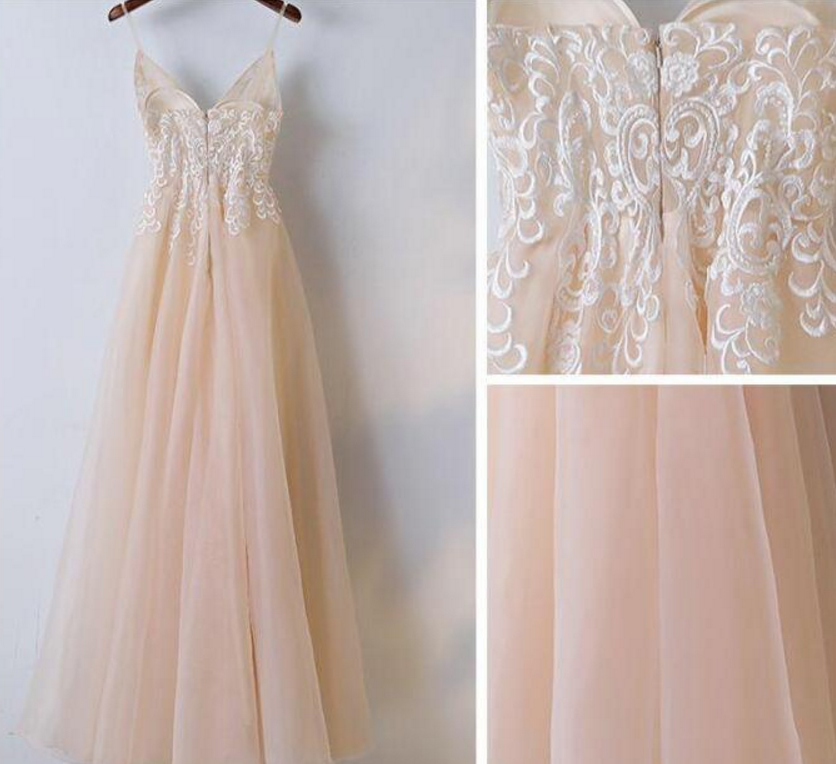 Spaghetti Straps Long Prom Dress With Lace on Luulla