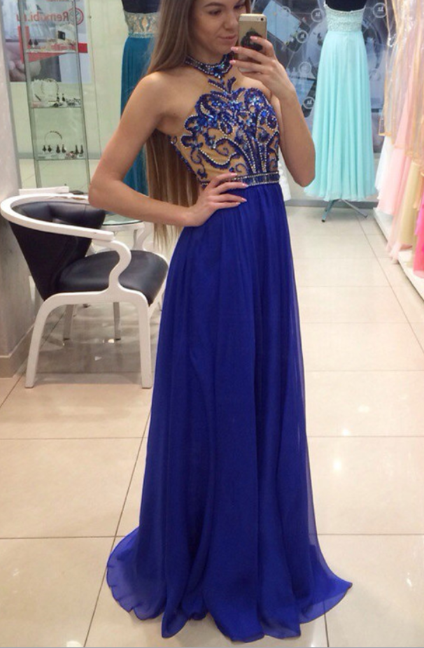 Beading Prom Dress,chiffon Prom Dresses,halter Backless Prom Dresses ...