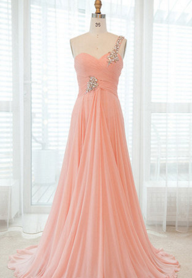 One Shoulder Prom Dress , Elegant Prom Dress , Long Prom Dress, Evening ...