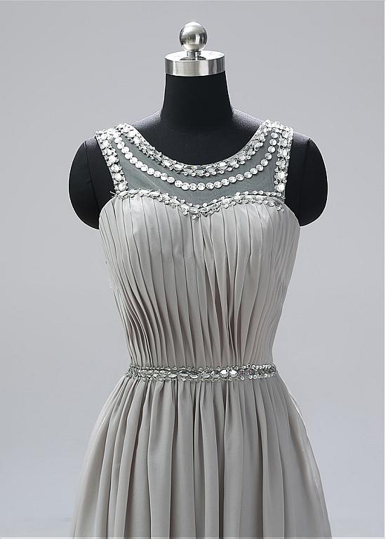 In Stock Special Chiffon Jewel Neckline A-line Prom Dresses With ...