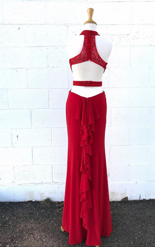 Sexy Red Evening Dresses, Lace And Beading Dress, Long Prom Dresses ...