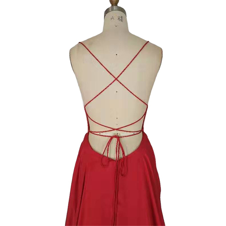 Prom Dresses A-line Sweep Train Halter Neck Spaghetti Strap Back Split ...