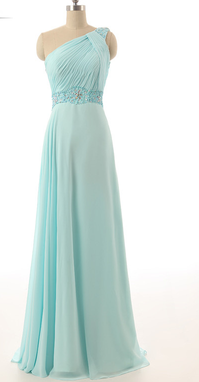One Shoulder Floor Length Formal Prom Dress, Beautiful Long Prom Dress ...