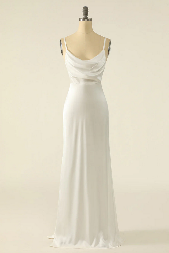 Elegant Simple Satin Formal Prom Dress, Beautiful Long Prom Dress ...