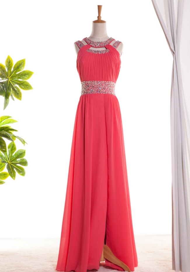 Prom Dresses,coral Open Back Cocktail Dress, Long Prom Dresses on Luulla