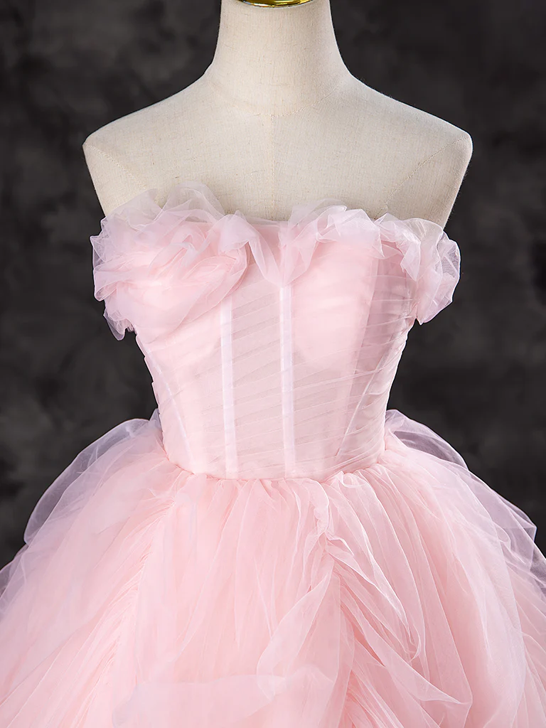 Prom Dresses,a-line Tulle Pink Long Prom Dress, Pink Long Sweet 16 ...