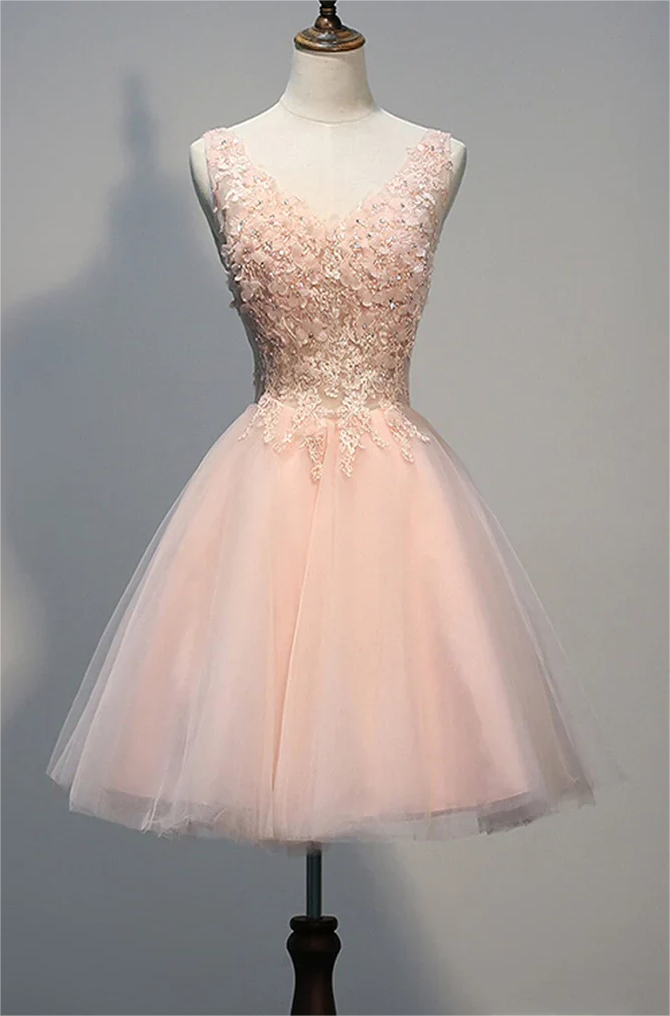 Short Open Back Appliques Homecoming Dresses on Luulla
